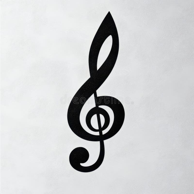 Black Treble Clef Symbol on White Textured Background Stock ...
