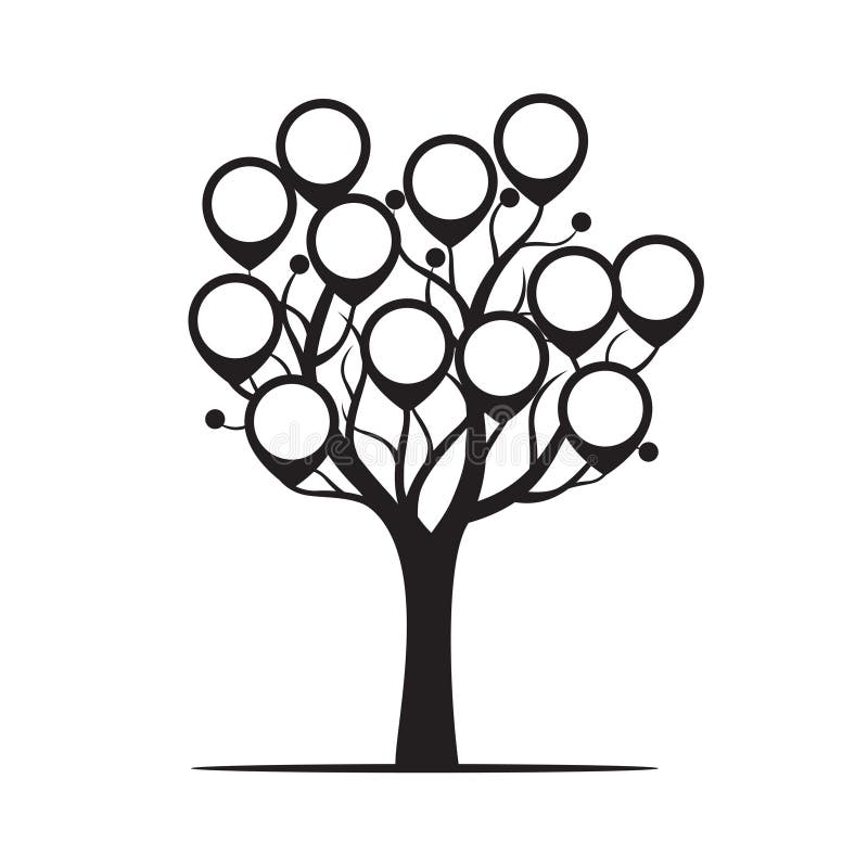 Black Tree with Borders. Vector Illustration. Stock Vector ...