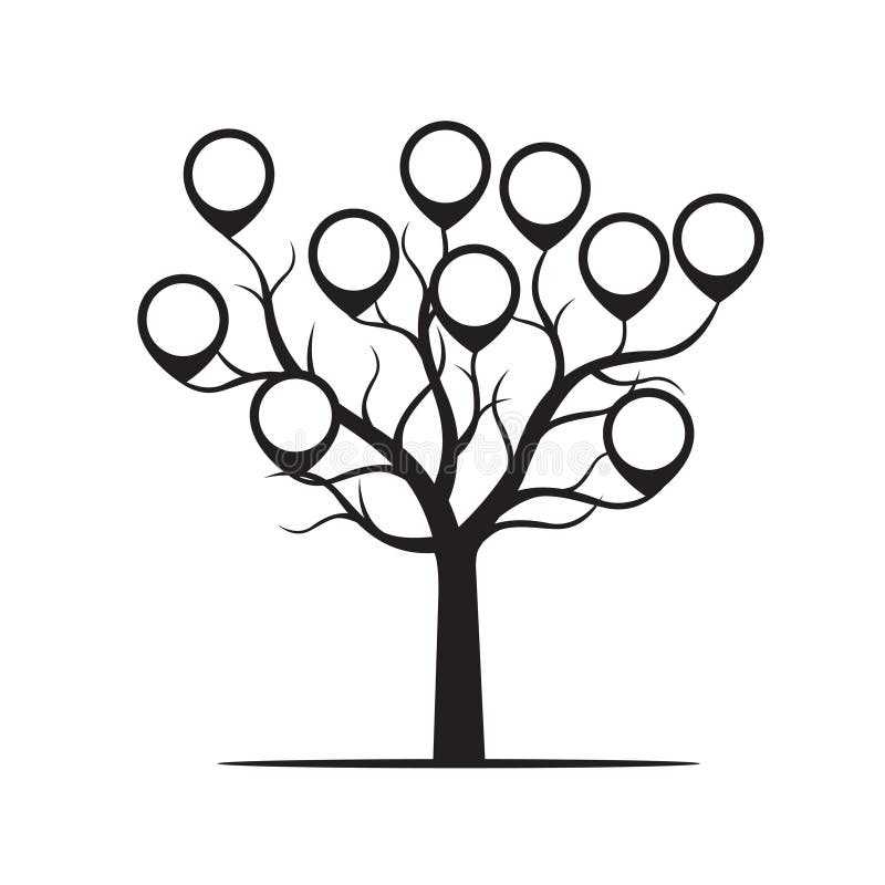 Black Tree with Borders. Vector Illustration. Stock Vector ...