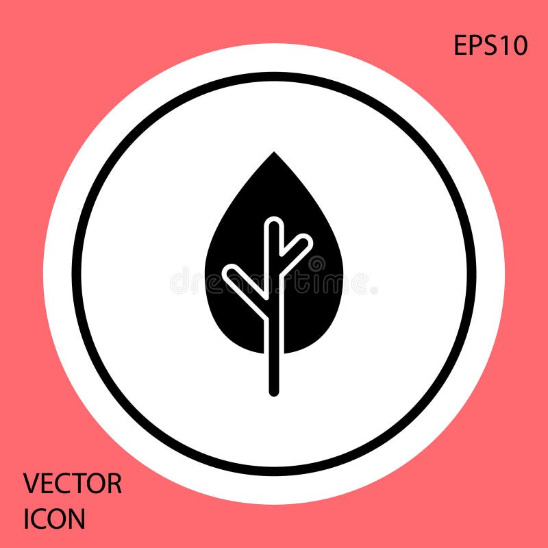 Black Tree Icon Isolated on Red Background. Forest Symbol. White Circle ...