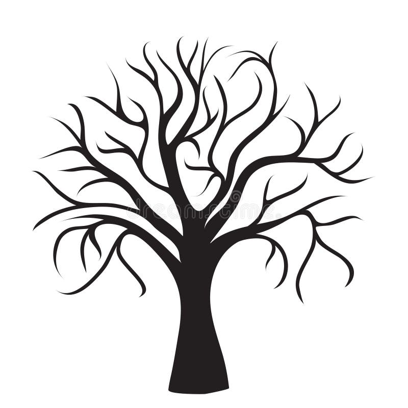 Black Tree Silhouette on White Background Stock Illustration ...