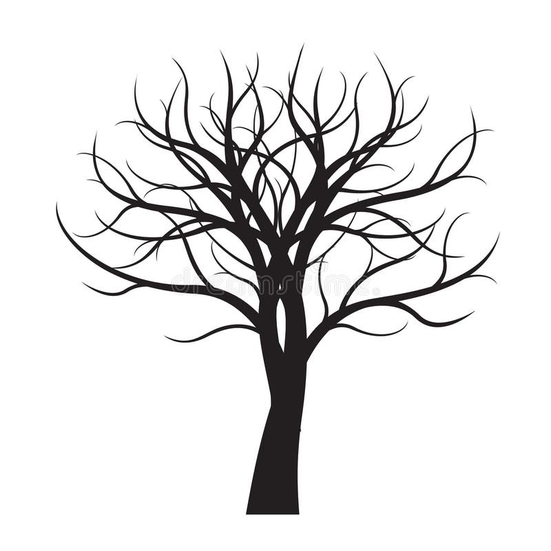 Black Tree without Leaves on White Background. Vector Illustration ...