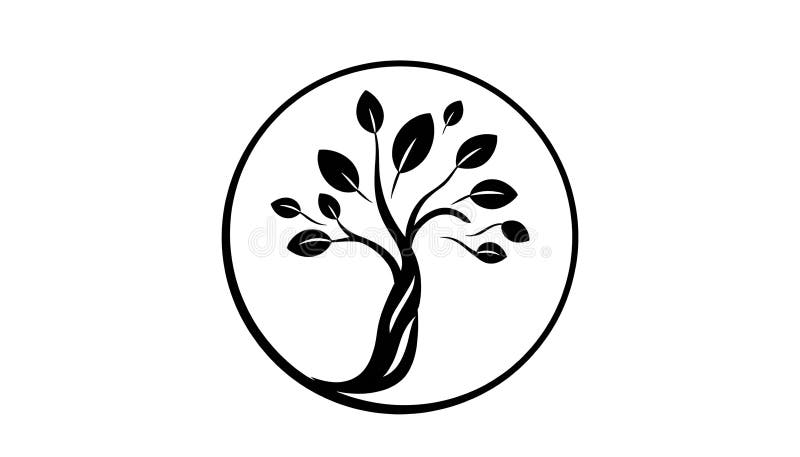Black Tree of Life Symbol in a Circle Frame Concept Stock Illustration ...