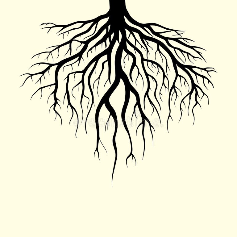 Black Tree Roots Flat Isolated Vector Illustration Stock Vector ...