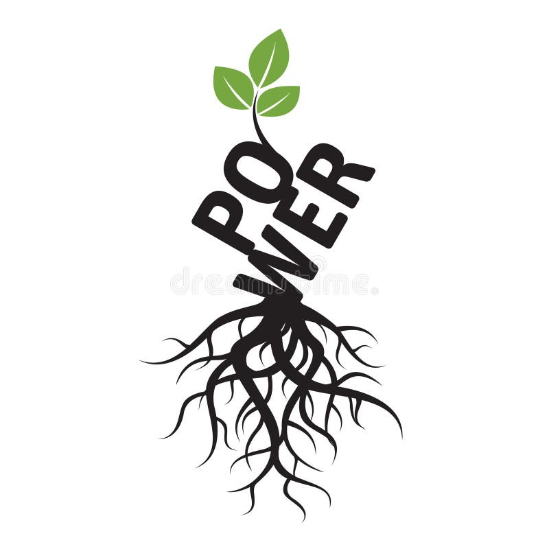 Black Tree, Roots and Text POWER Stock Illustration - Illustration of ...