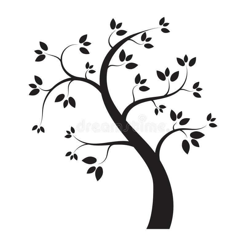 Black Tree Silhouette Isolated on White Background Vector Illustration ...