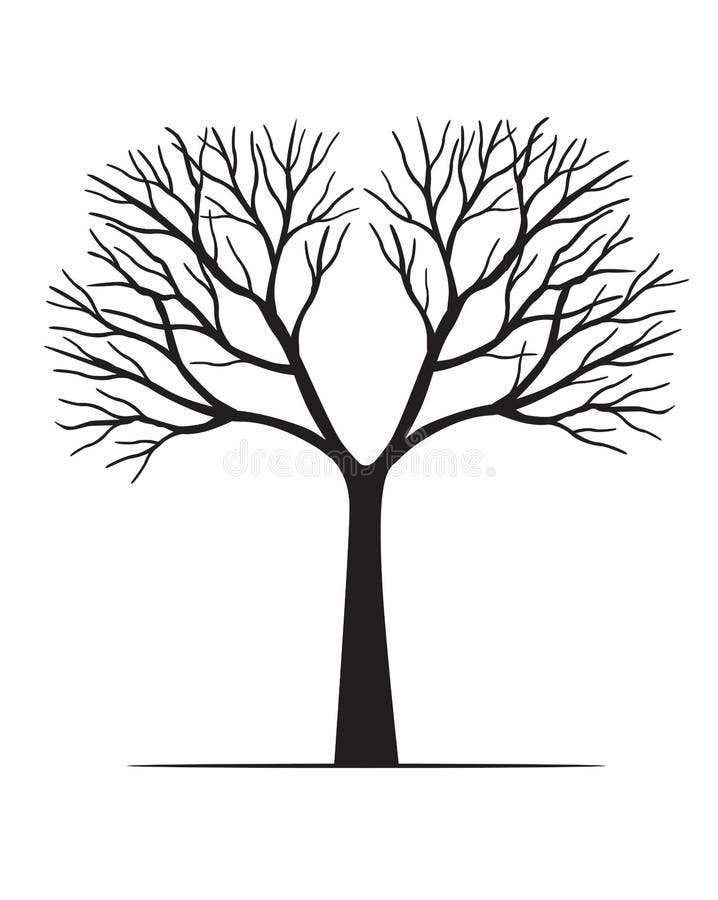 Black Tree. Vector Outline Illustration. Plant in Garden Stock Vector ...