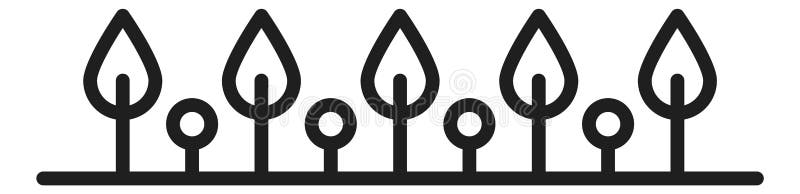 Black Trees in Row in Decorative Style. Elegant Line Border Stock ...