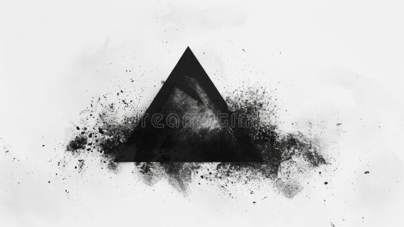 Black Triangle with Abstract Splatter on White Stock Image - Image of ...