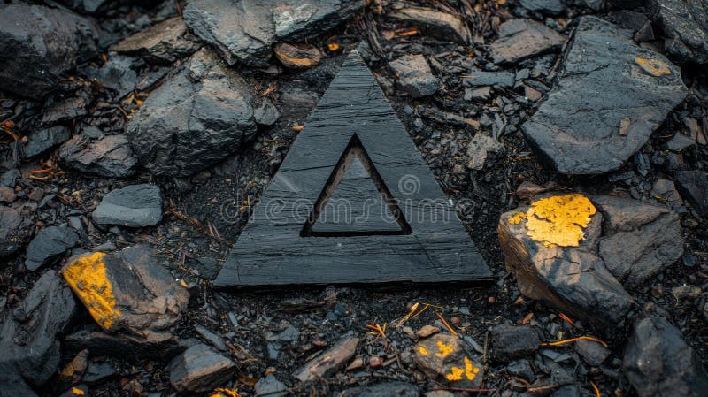 A Black Triangle with a Cut Out in the Middle. Stock Image - Image of ...