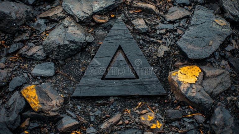 A Black Triangle with a Cut Out in the Middle. Stock Image - Image of ...