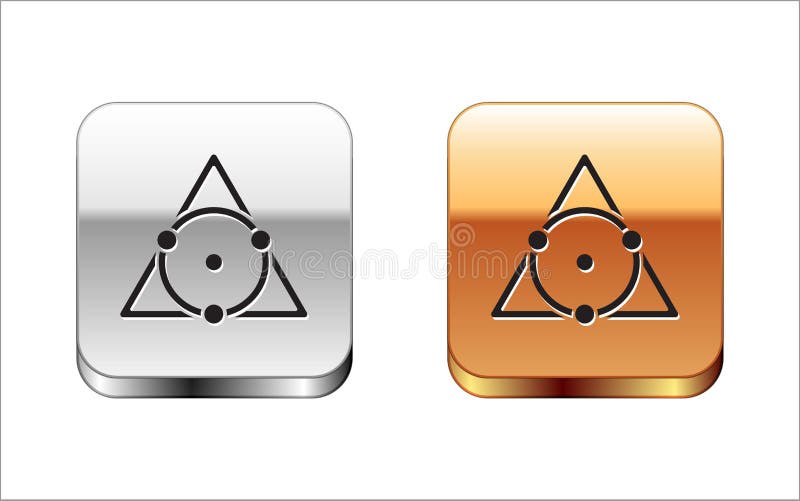 Black Triangle Math Icon Isolated on White Background. Silver-gold ...