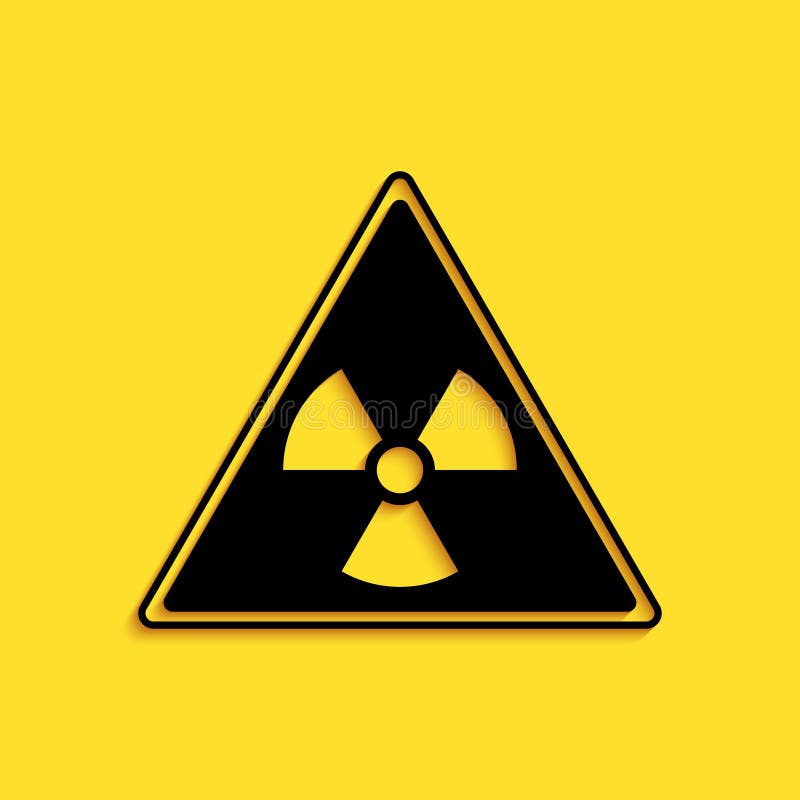 Black Triangle Sign with Radiation Symbol Icon Isolated on Yellow ...