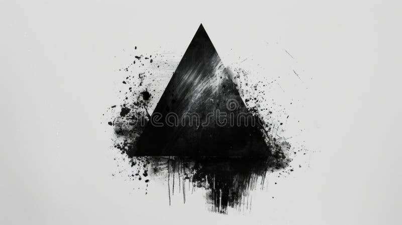 Black Triangle with Splatter Effect on White Background Stock ...
