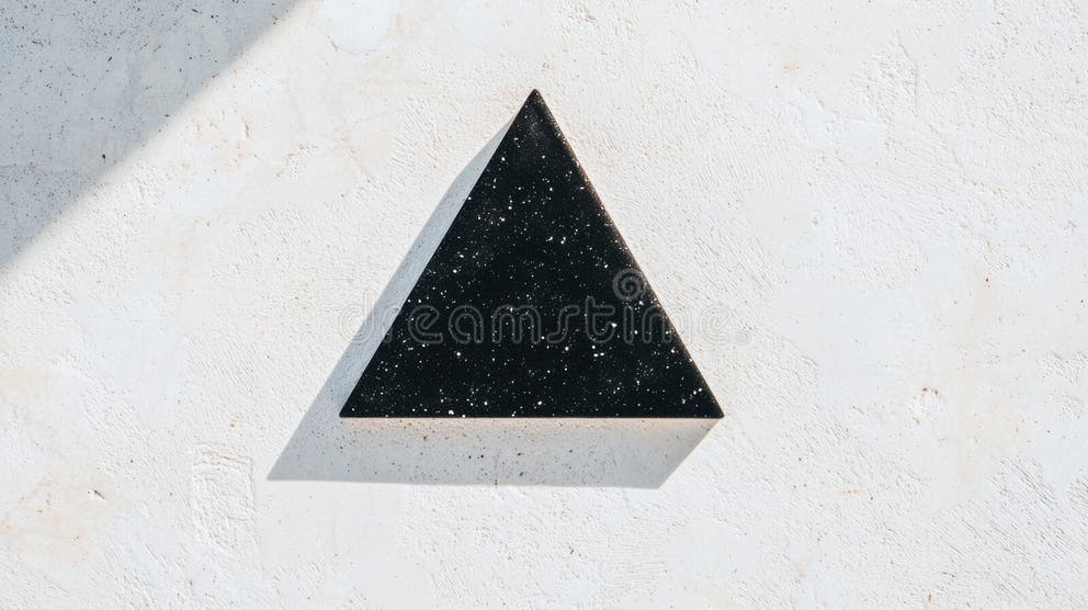 A Black Triangle with White Speckles on a White Background. Stock Photo ...