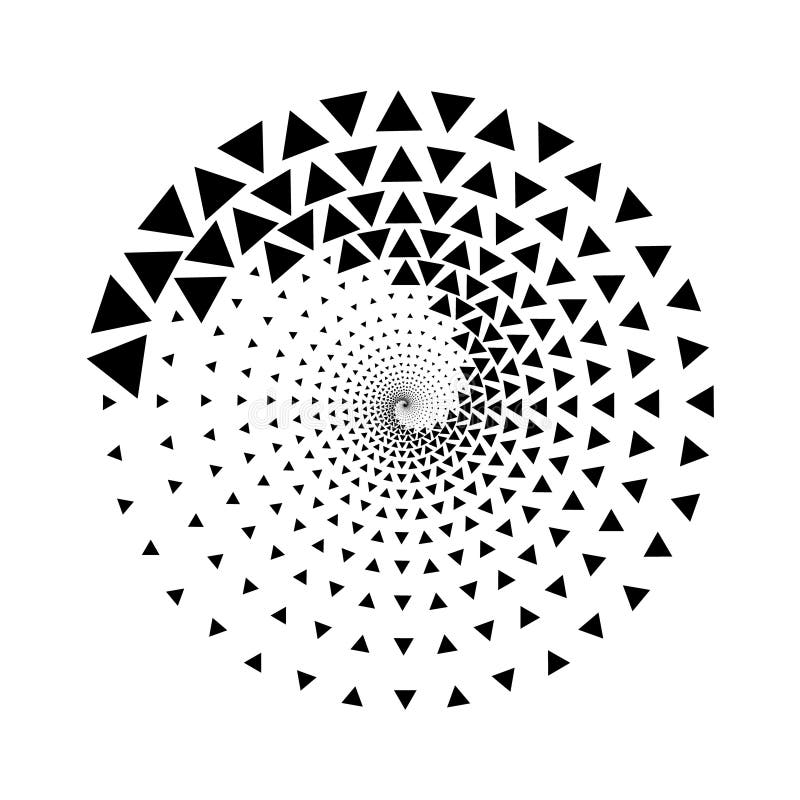 Black Triangles in Circle Spiral As Background or Icon, Logo Stock ...