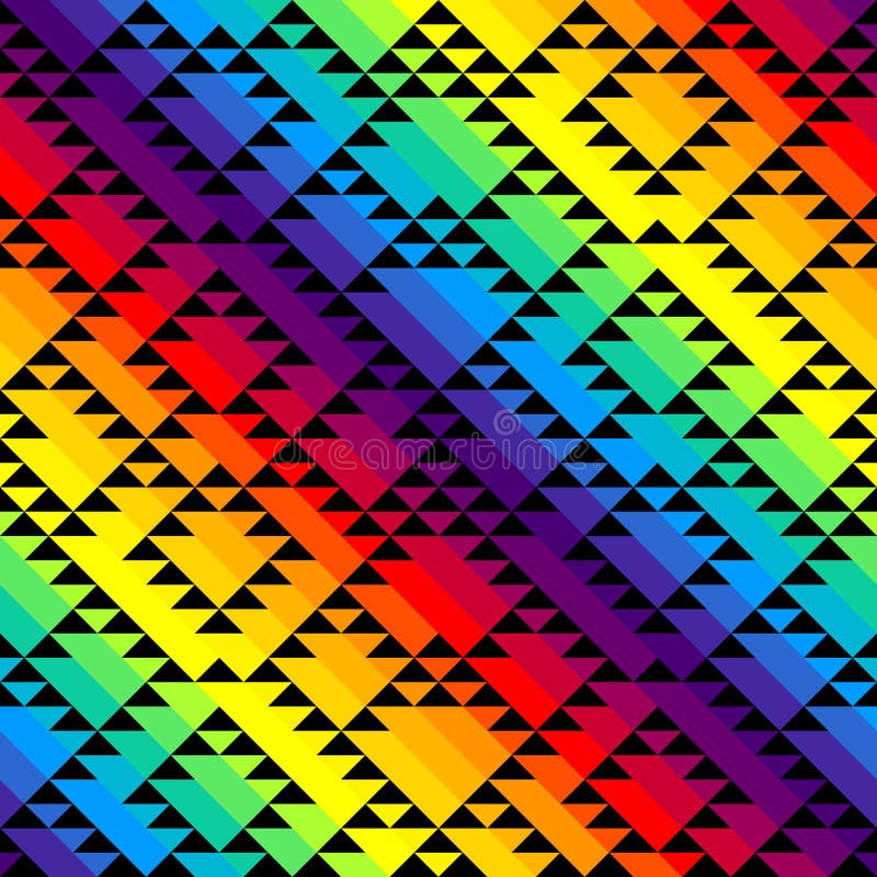 Black Triangles on Rainbow Background Stock Vector - Illustration of ...