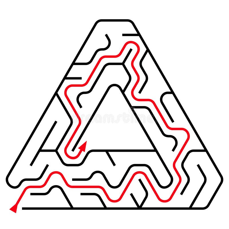 Black Triangular Maze with Help Stock Vector - Illustration of tickler ...