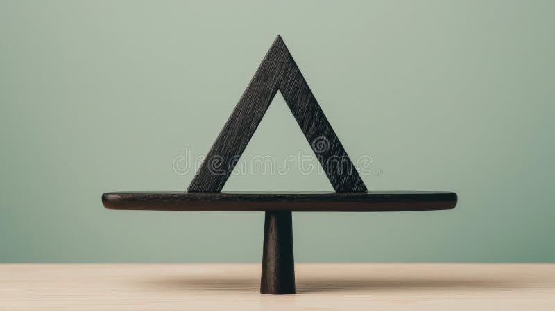 A Black Triangular Object Balanced on a Black Rectangular Base. Stock ...
