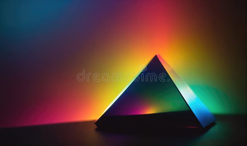 A Black Triangular Prism Sits on a Dark Surface, Illuminated by a ...