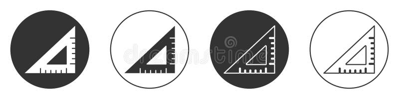 Black Triangular Ruler Icon Isolated on White Background. Straightedge ...