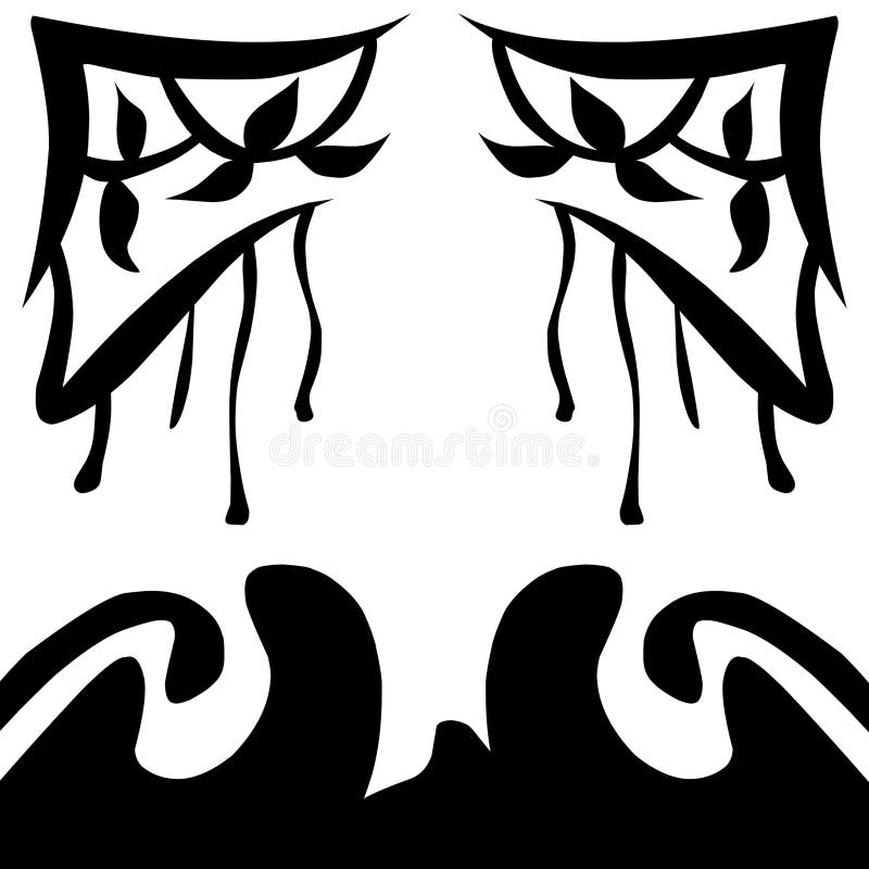 Black Tribal Face Design with Long Elements for Creative Tattoo Art ...