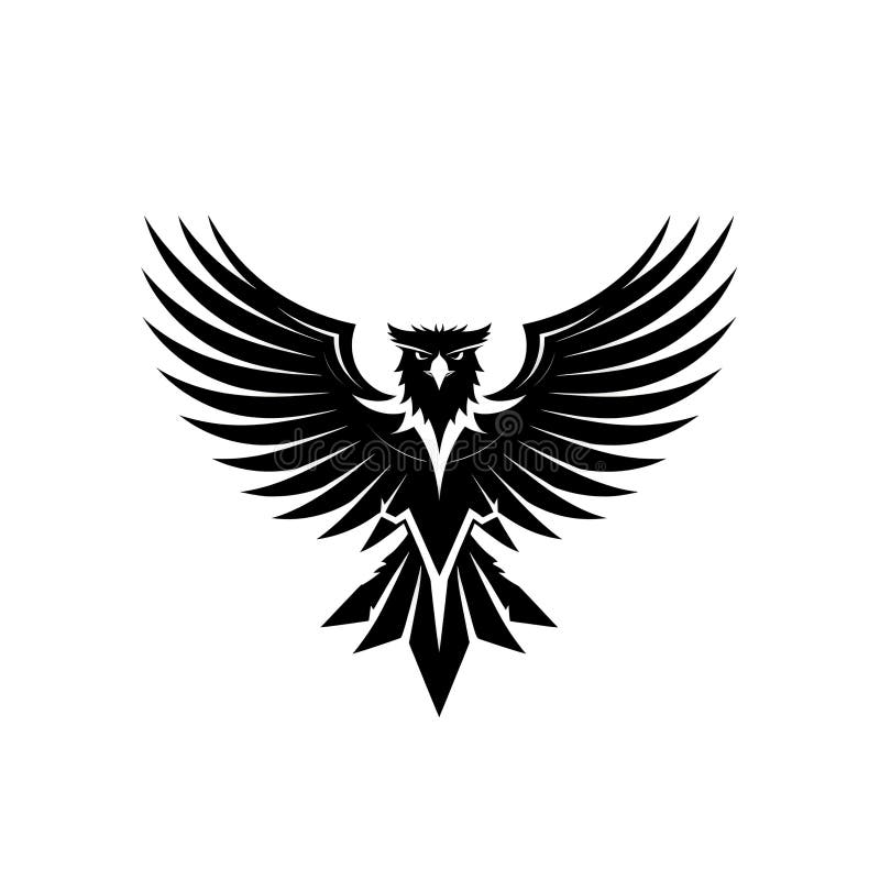 Black Tribal Phoenix Tattoo Design with Outspread Wings Stock ...