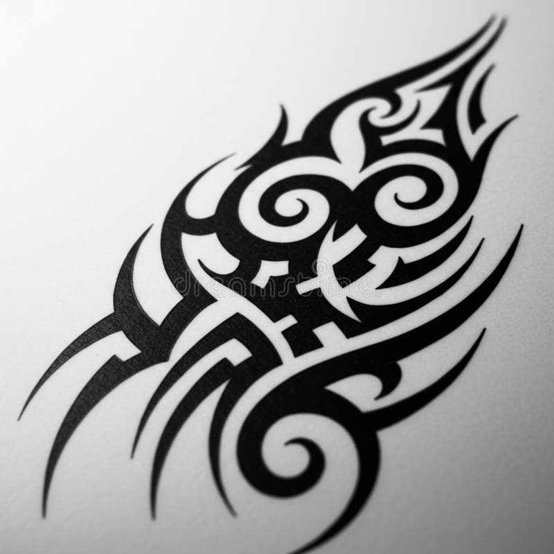 Black Tribal Tattoo Design Featuring Intricate, Swirling Patterns with ...