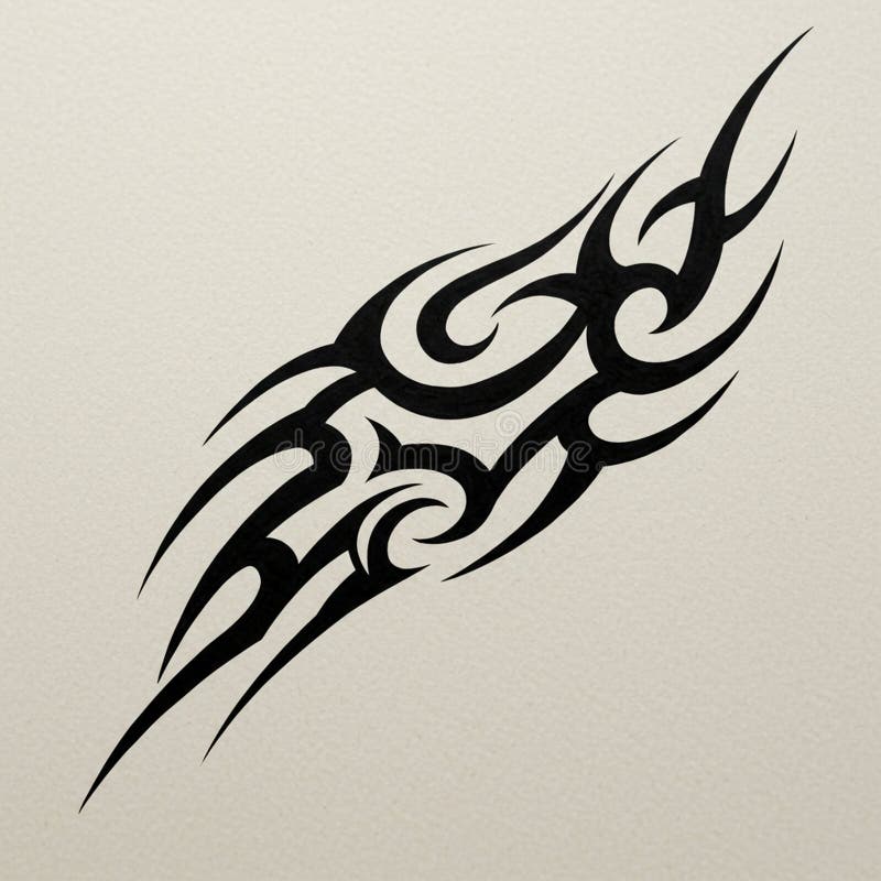 Black Tribal Tattoo Design Featuring Sharp, Intertwined Curves and ...