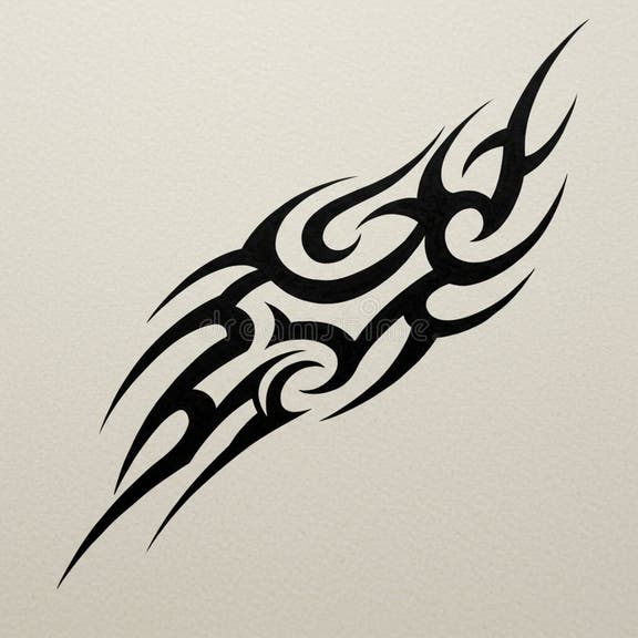 Black Tribal Tattoo Design Featuring Sharp, Intertwined Curves and ...