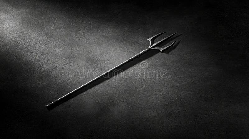 A Black Trident with Three Tines and a Handle. Stock Photo - Image of ...