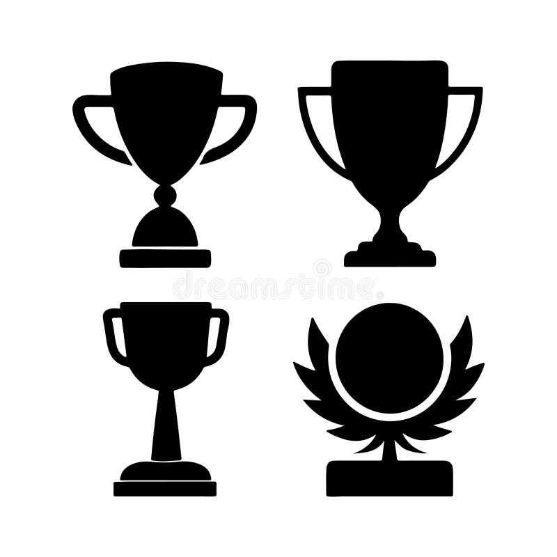 Black Trophy Icon Set Vector on White Background Stock Illustration ...