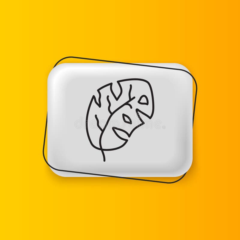 Black Tropical Leaves of Palm Tree Icon Isolated on Yellow Background ...