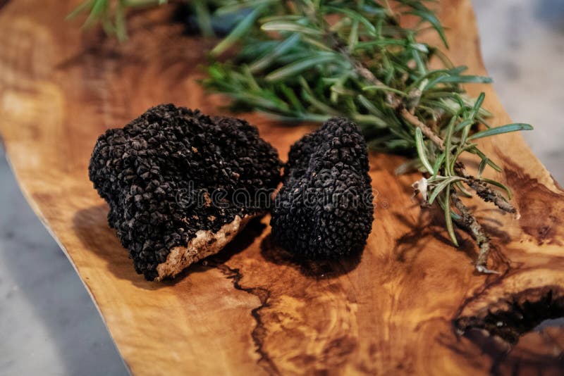 Black Truffle on Rustic Wooden Tray Stock Photo - Image of bakery ...
