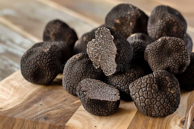 Black Truffles on the Cutting Board Stock Illustration - Illustration ...