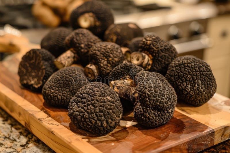 Black Truffles on the Cutting Board Stock Illustration - Illustration ...
