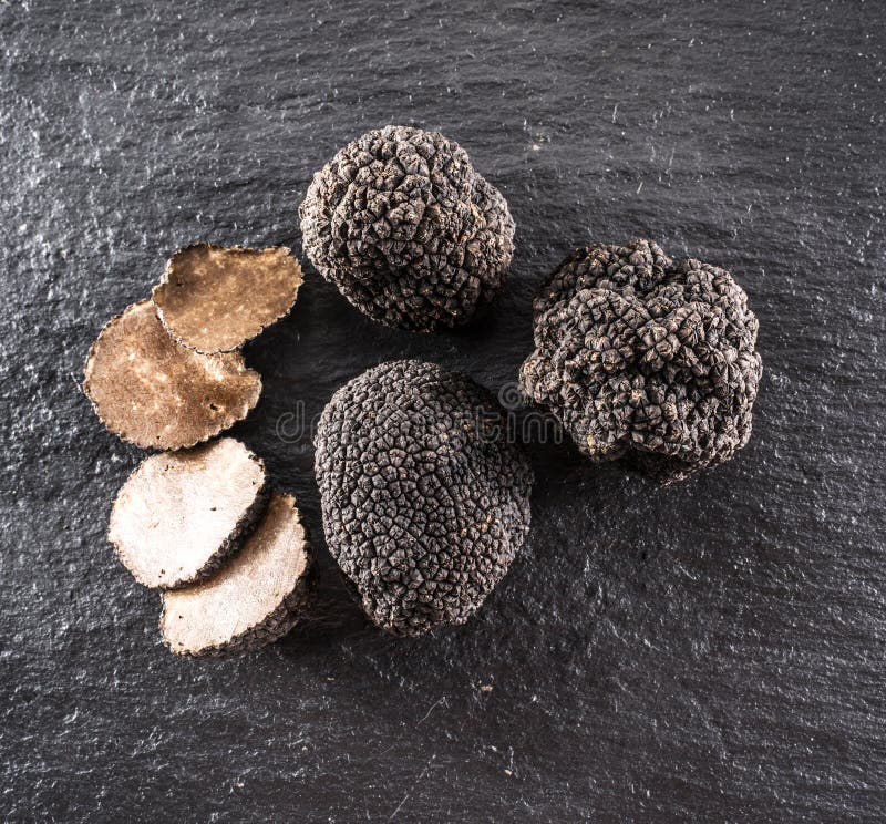 Black Truffles and Truffle Slices. Stock Photo - Image of mushroom ...