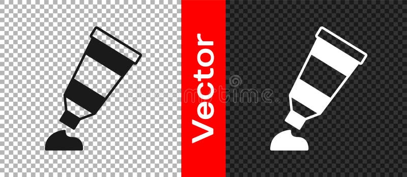 Black Tube with Paint Palette Icon Isolated on Transparent Background ...