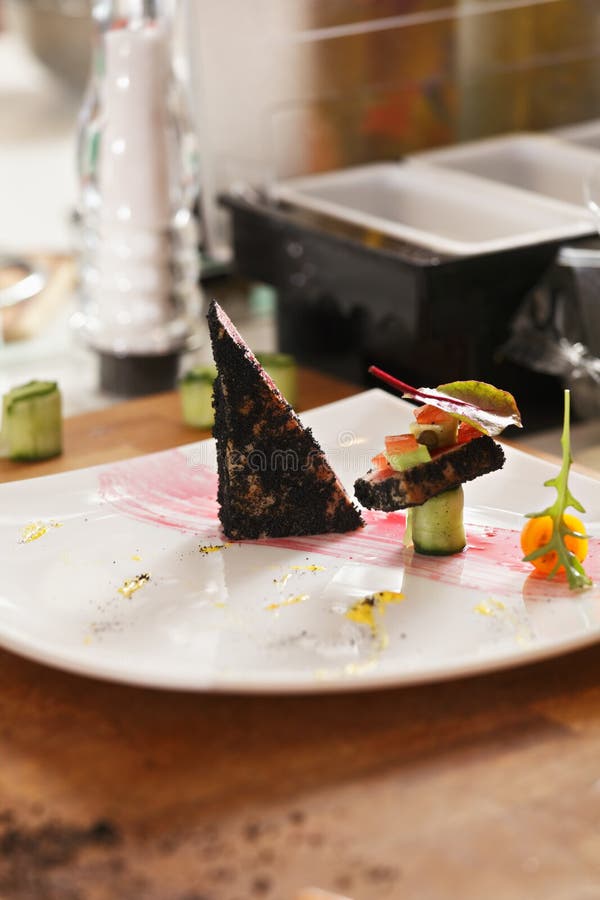 Black tuna stock image. Image of cuttlefish, plate, tomato - 72949957