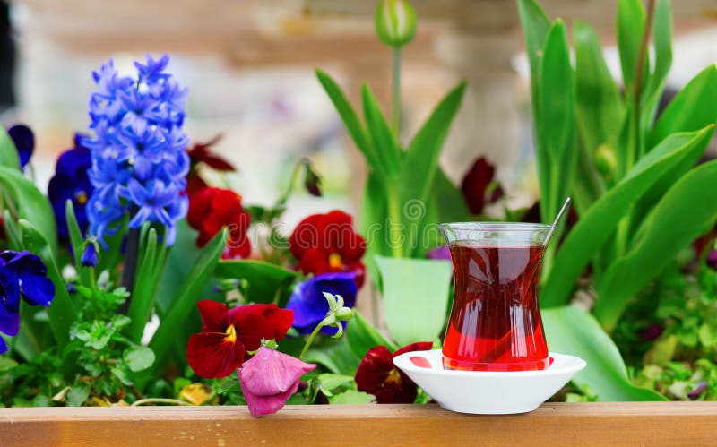 Black Turkish Tea with Flowers Stock Photo - Image of flowers, garden ...
