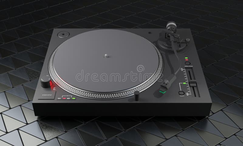 A Black Turntable Abstract Background. 3D Illustration Stock ...