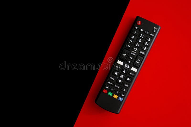 Black TV Control on a Black and Red Background Stock Image - Image of ...