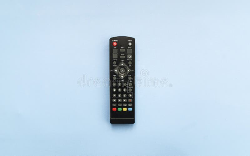Black Tv Remote on a Blue Background Stock Photo - Image of equipment ...