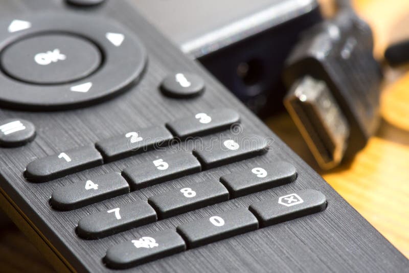 Black TV Remote Control Close Up. Number Buttons on the Remote Control ...