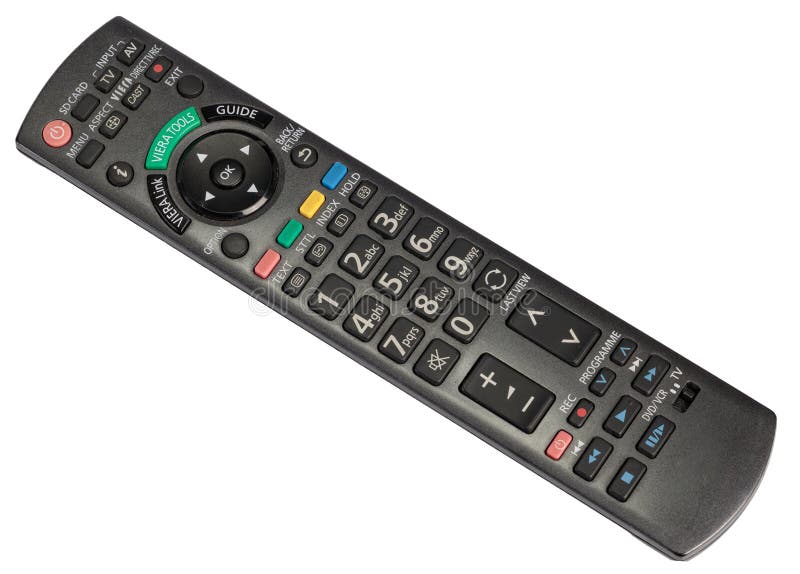 Black TV Remote Control Isolated on White Stock Image - Image of ...