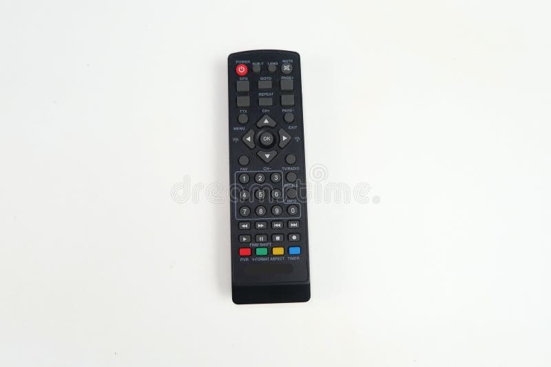Black TV Remote Control on White Stock Photo - Image of device, keypad ...