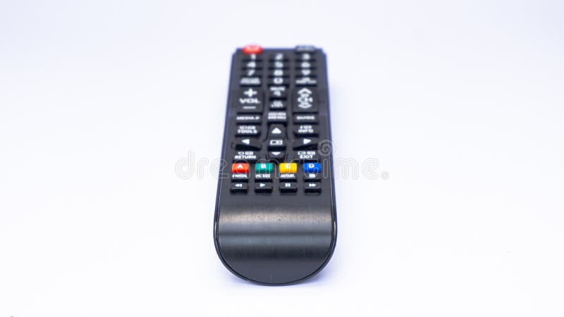 A Black Tv Remote is Isolated on White Background. Stock Photo - Image ...