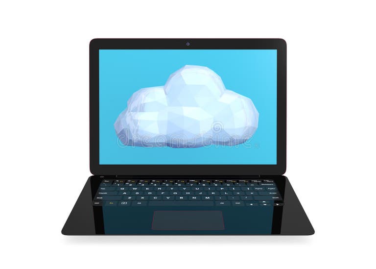Black Ultra Thin Laptop with Low Polygon Cloud Model Stock Illustration ...