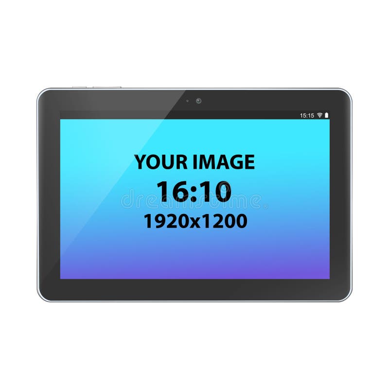 Black Unbranded Horizontally Oriented 16:9 Tablet, Front View ...