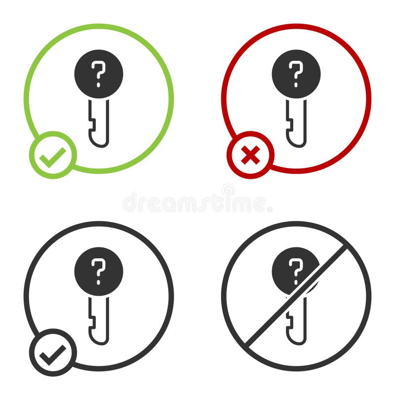 Black Undefined Key Icon Isolated on White Background. Circle Button ...
